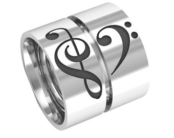 Bass and treble clef band rings, treble clef rings, bass clef rings ...