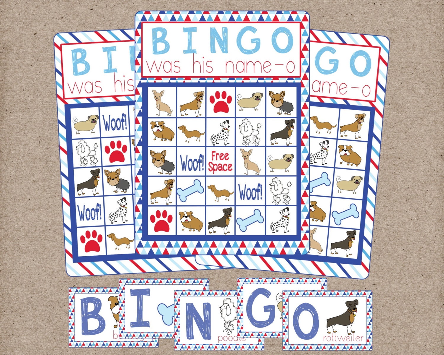Dog Bingo Game Dog Doggy Puppy Bingo Perfect for Puppy