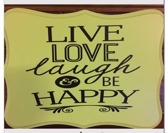 Items similar to 3" x 3" Live, Love, Laugh and Be Happy Note Card w ...