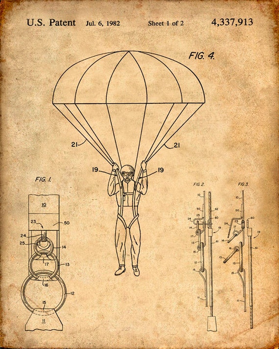 Patent Print of a Parachute Patent Art Print Patent Poster