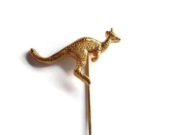 Vintage Gold Tone Tie Pin Animal Stick Pin Kangaroo Lapel Pin Gold ...