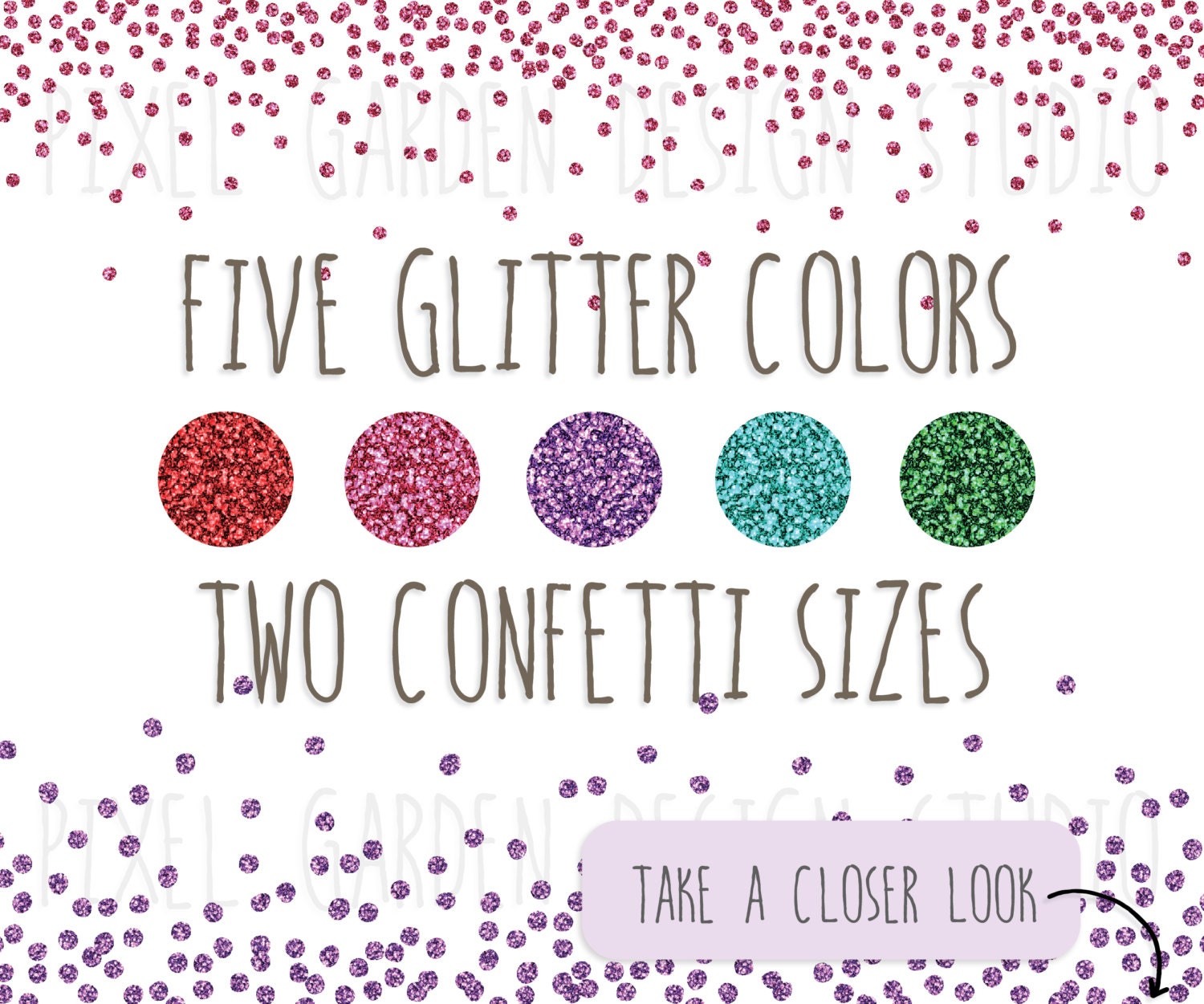 Glitter Confetti Borders Clip Art. Glitter Borders and Frames.