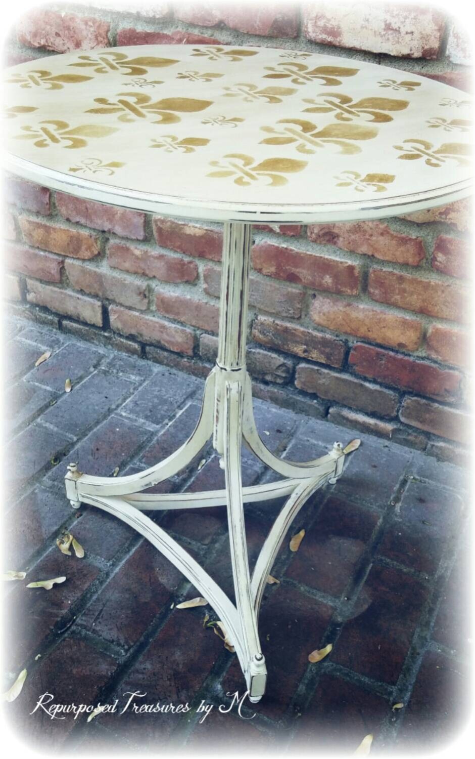 Shabby chic side table cream side table distressed side
