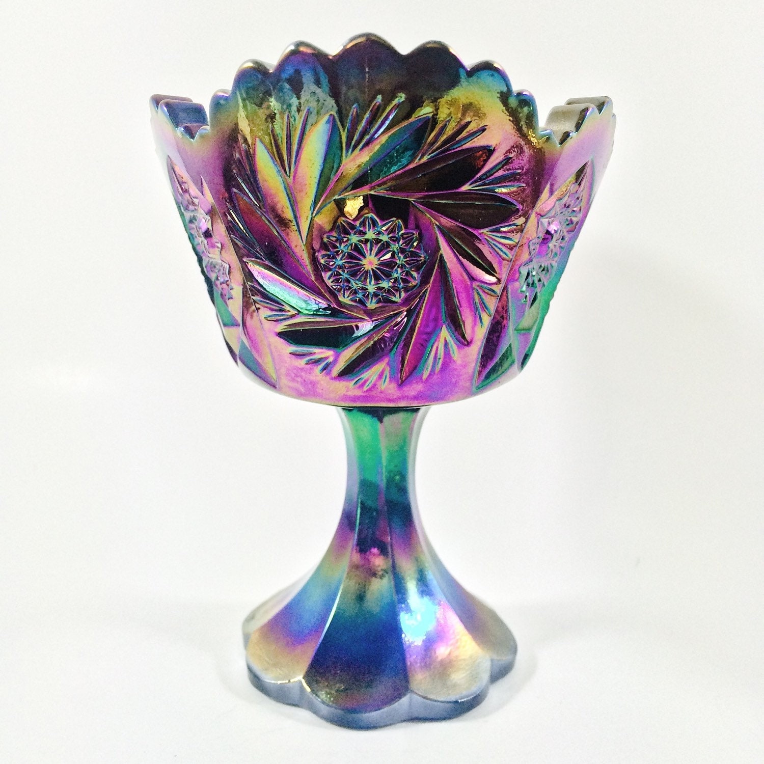 Vintage FENTON Amethyst Carnival-Glass Diamond-Lace