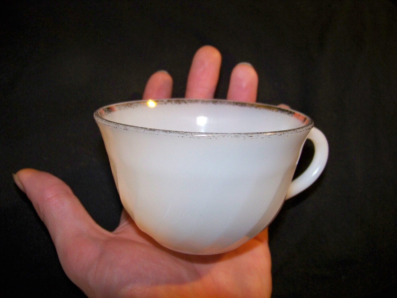 Fire King Tea Cup White with gold trim Vintage glassbake oven fire king ...