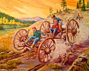 Colorado-Western fine art Ben Cooper "Steer Boy, Or Jump" rare fine art ...