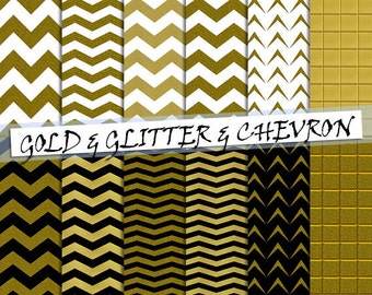 Gold Digital Paper Golden Background Glitter stripes Gold Foil