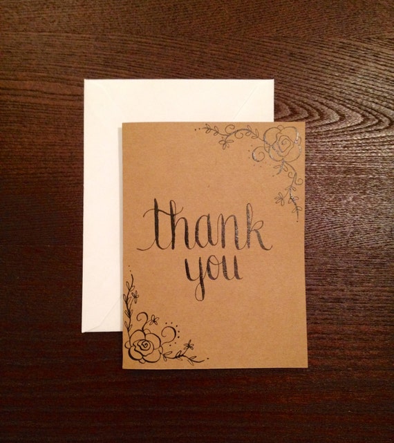 Modern Calligraphy Thank You Card // 4.25 x 5.5 Handwritten