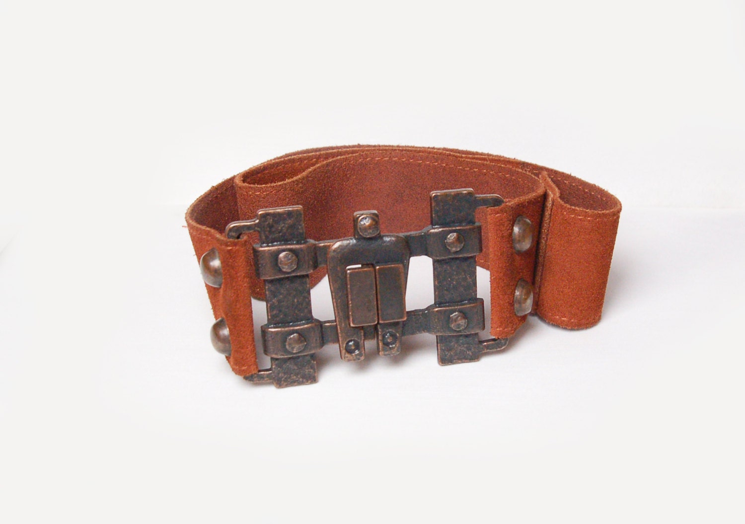 Vintage brown leather belt – retro style belt – medieval blacksmith ...