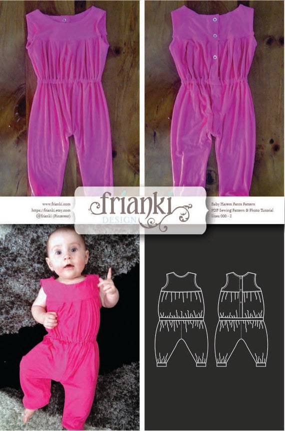 Baby Jumpsuit PDF Sewing Pattern and Photo Tutorial Sizes