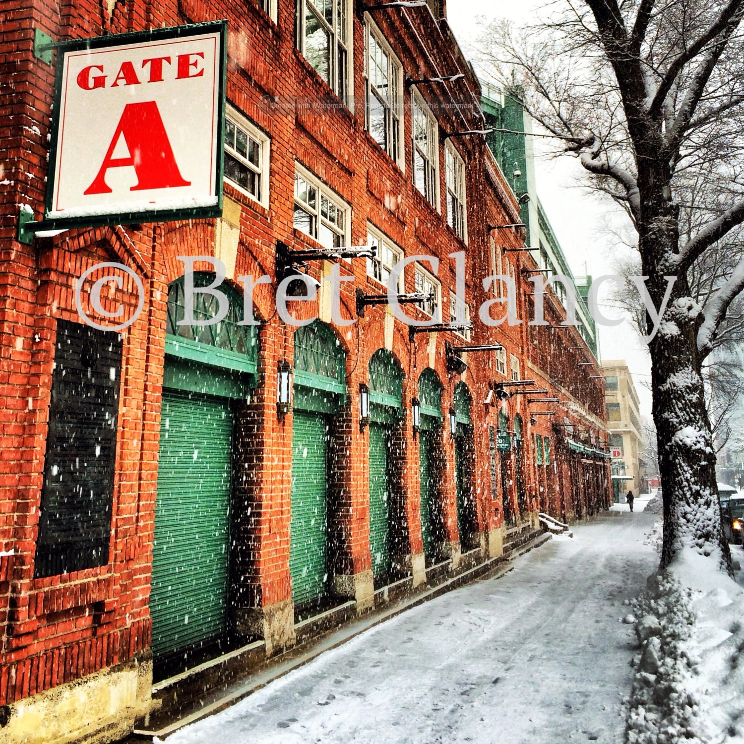 Yawkey Way at Fenway Park Boston during snow Boston by bretclancy