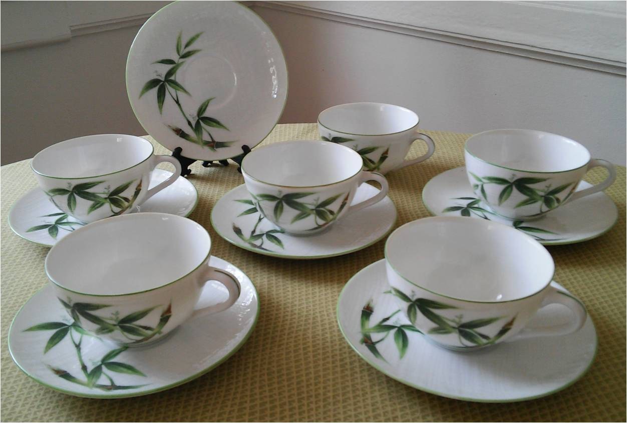 Vintage Craftsman Orient 350 Green Bamboo Pattern China Coffee