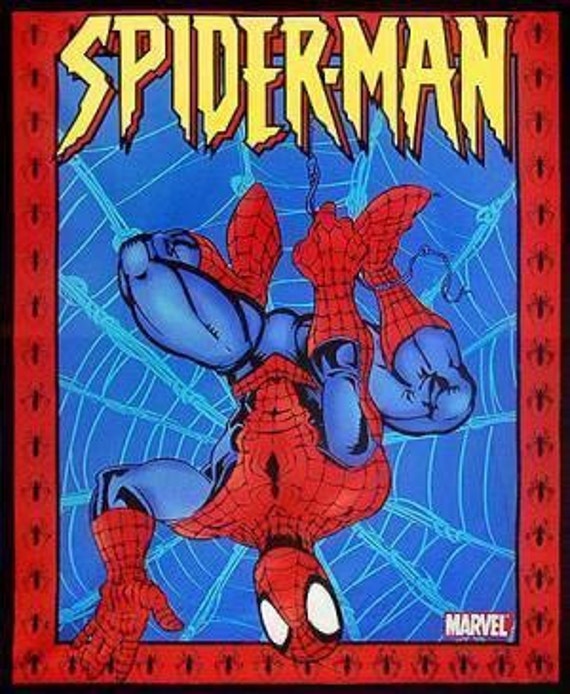 Items similar to SPIDERMAN FABRIC Spider Man Quilt Panel, Super Hero ...