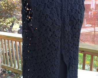 Black crochet vest | Etsy