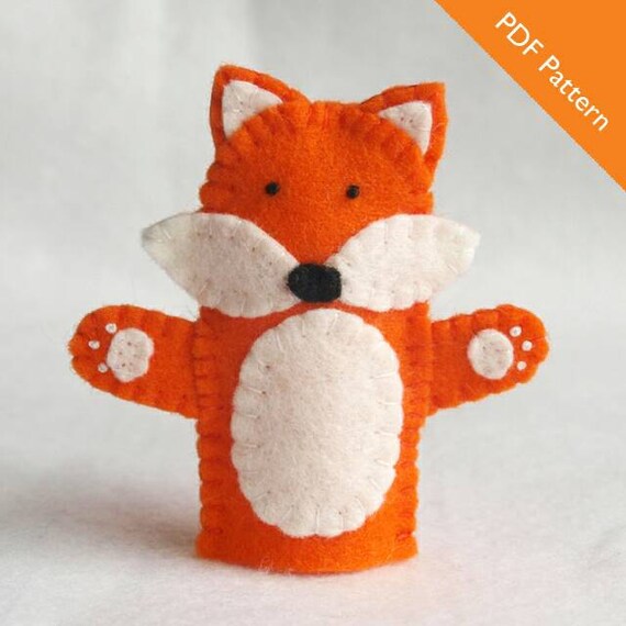 Fox finger puppet pattern, puppet pattern, fox pattern, PDF pattern, fox, felt finger puppet ...