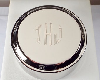 Custom Engraved Personalized Silver Plated Round Beaded Design