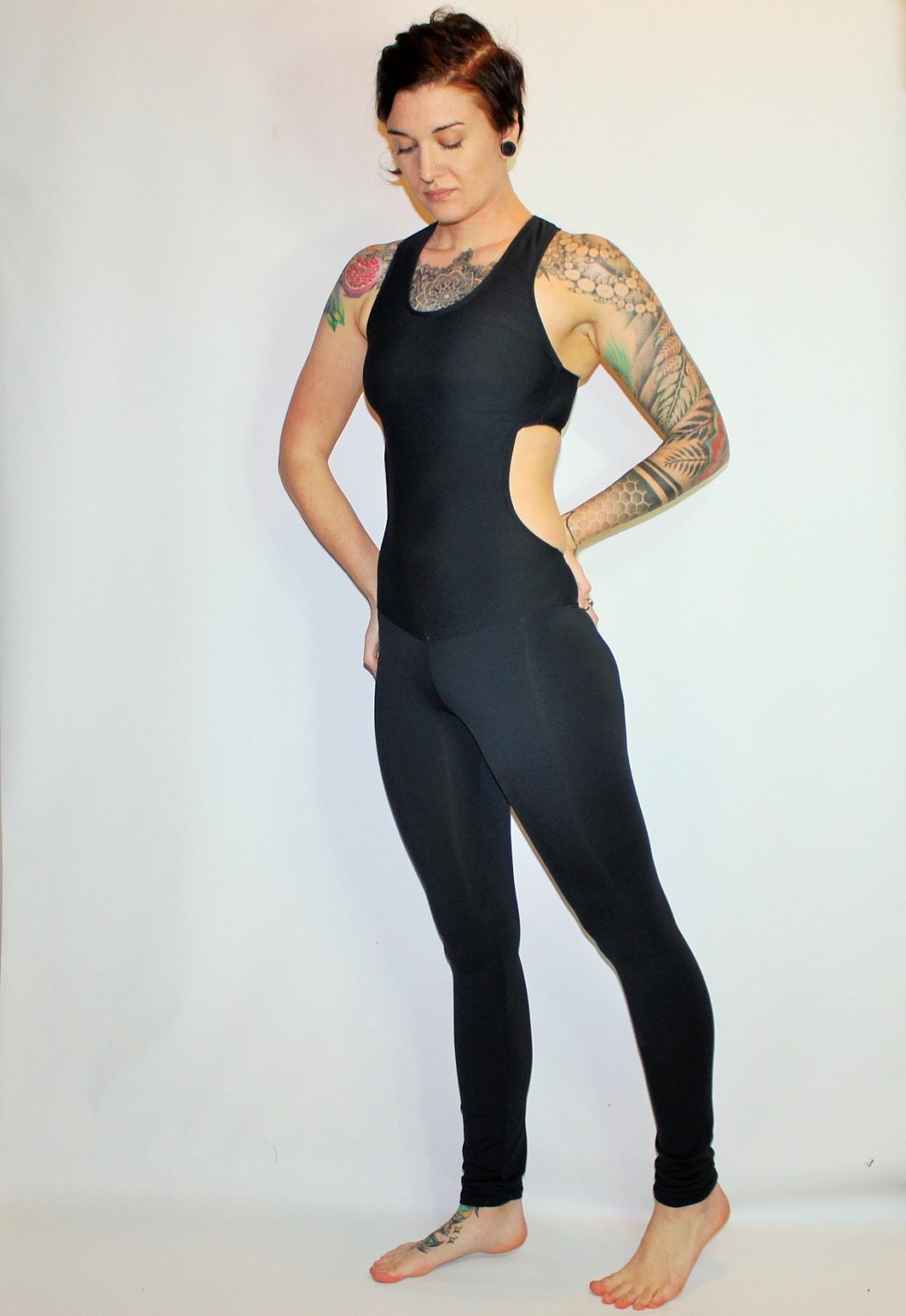 Custom Extra Long Racer Back Cutout Unitard Dance Yoga 10