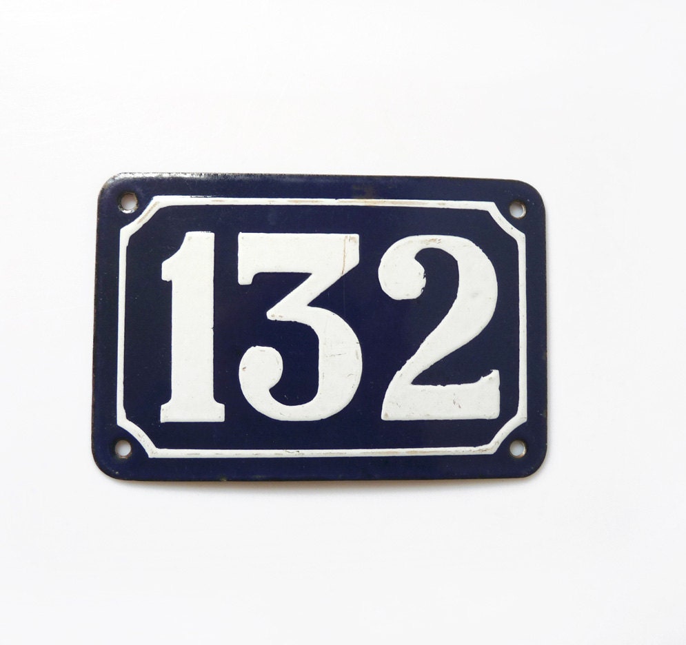 French Enamel Street Number 132 Vintage by FrenchVintageShop