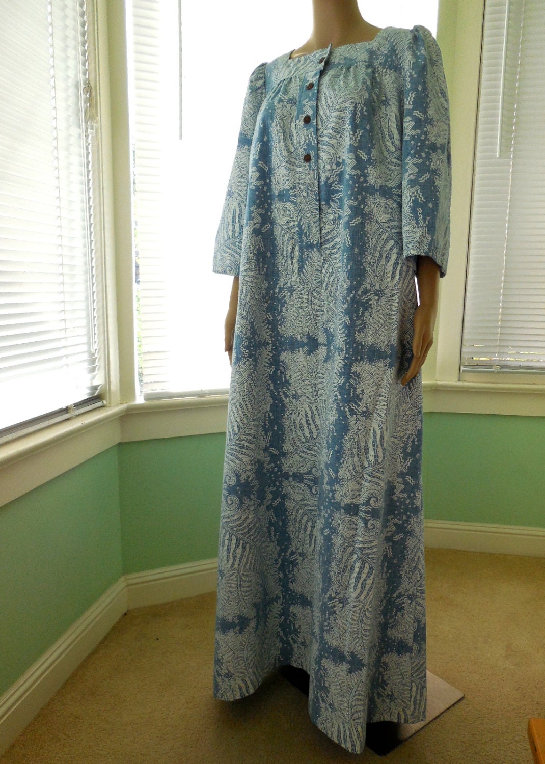 Vintage NAKE'U AWAI Dress Kaftan Tropical Dress Hawaiian