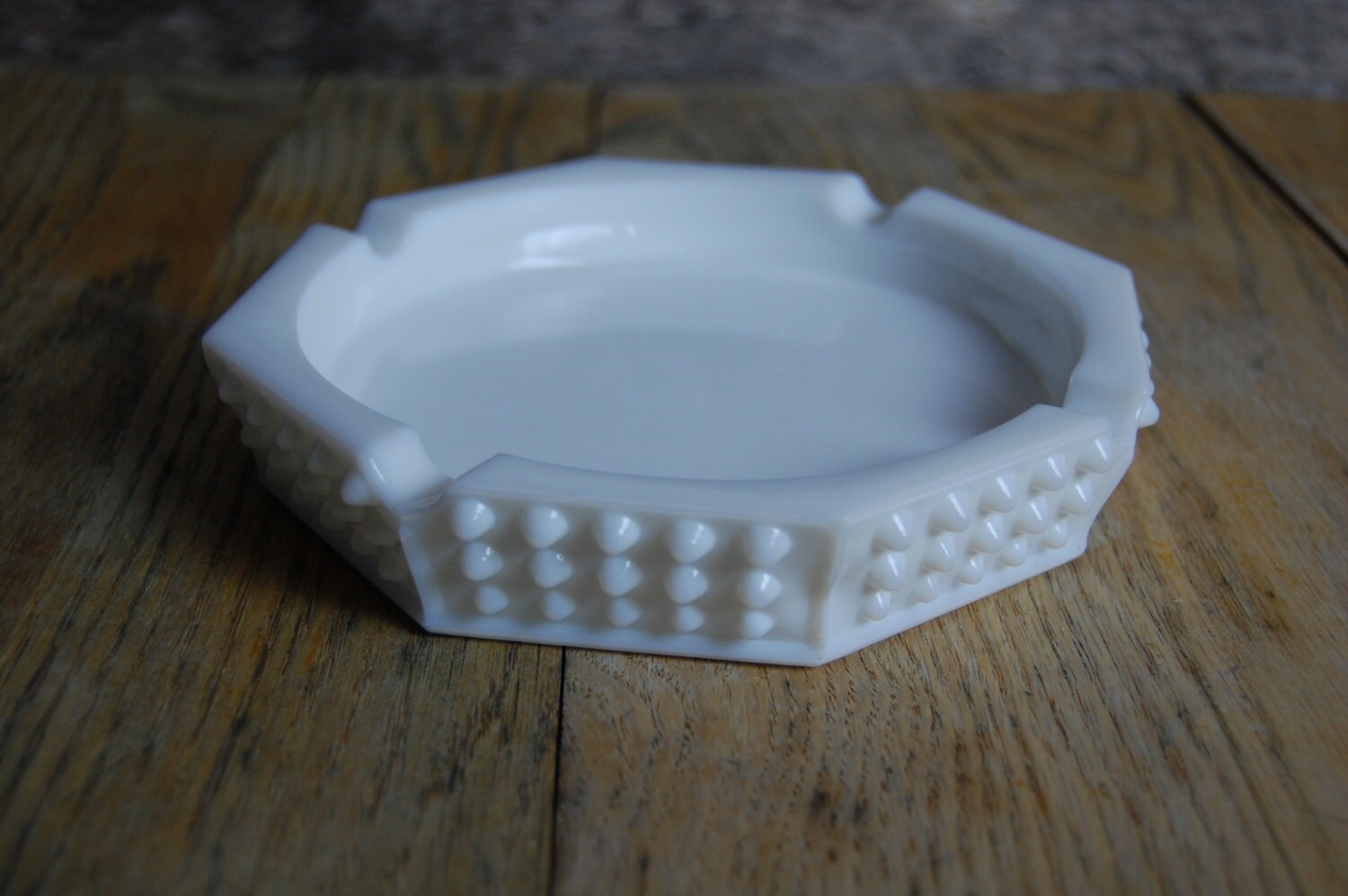 SALE – vintage Fenton White Milk Glass Hobnail Ashtray – hexagon shape ...