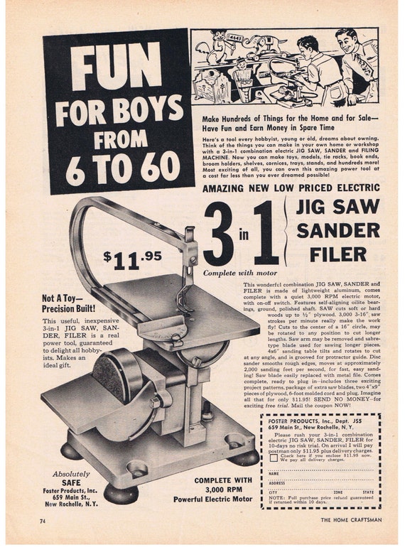 1950s Jig Saw Power Tool Antique Tool Advertisement