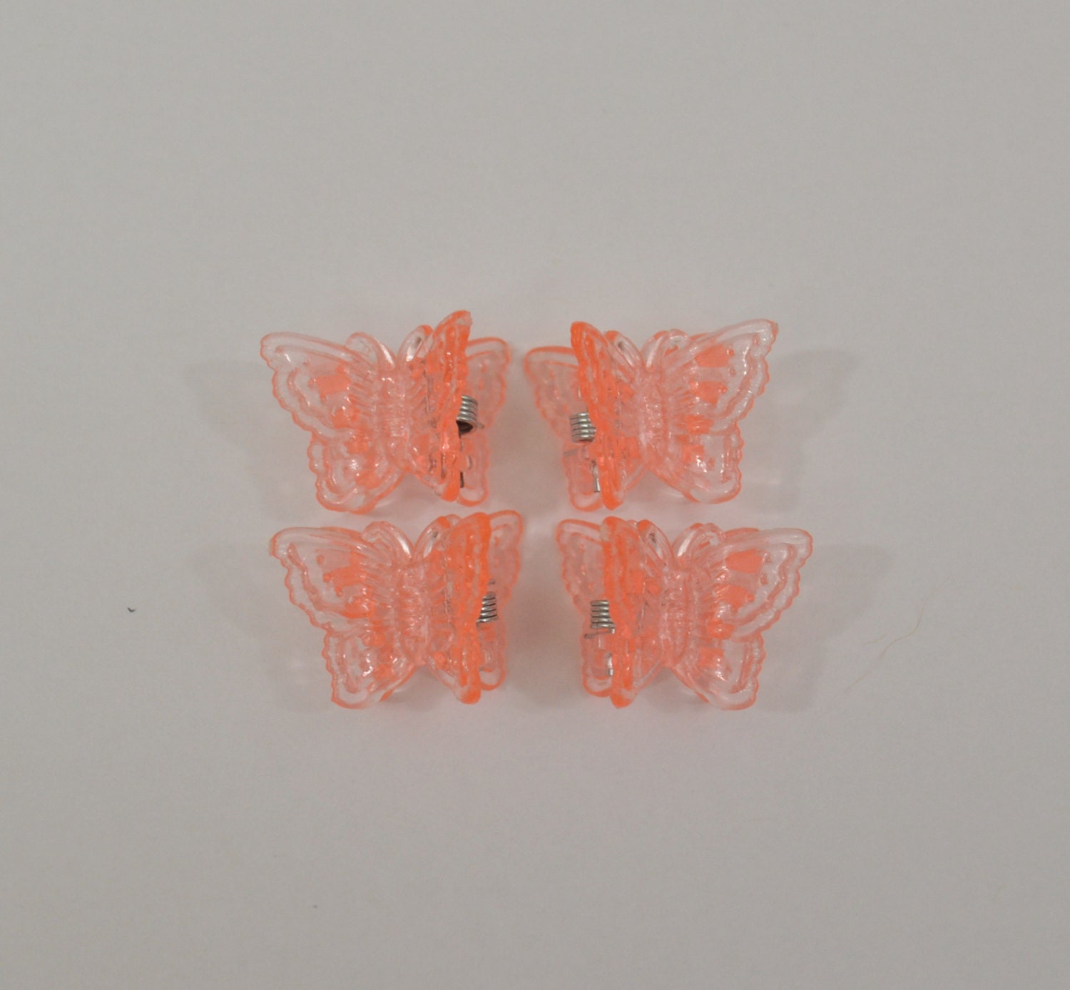 Butterfly Clips Hair Coral Clear Orange Pastel Grunge Mini Seapunk ...