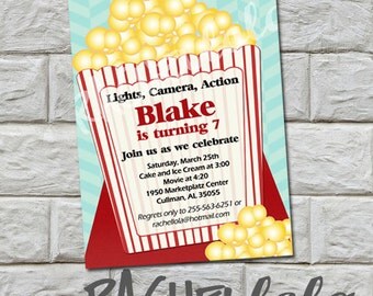 Popcorn invitation | Etsy