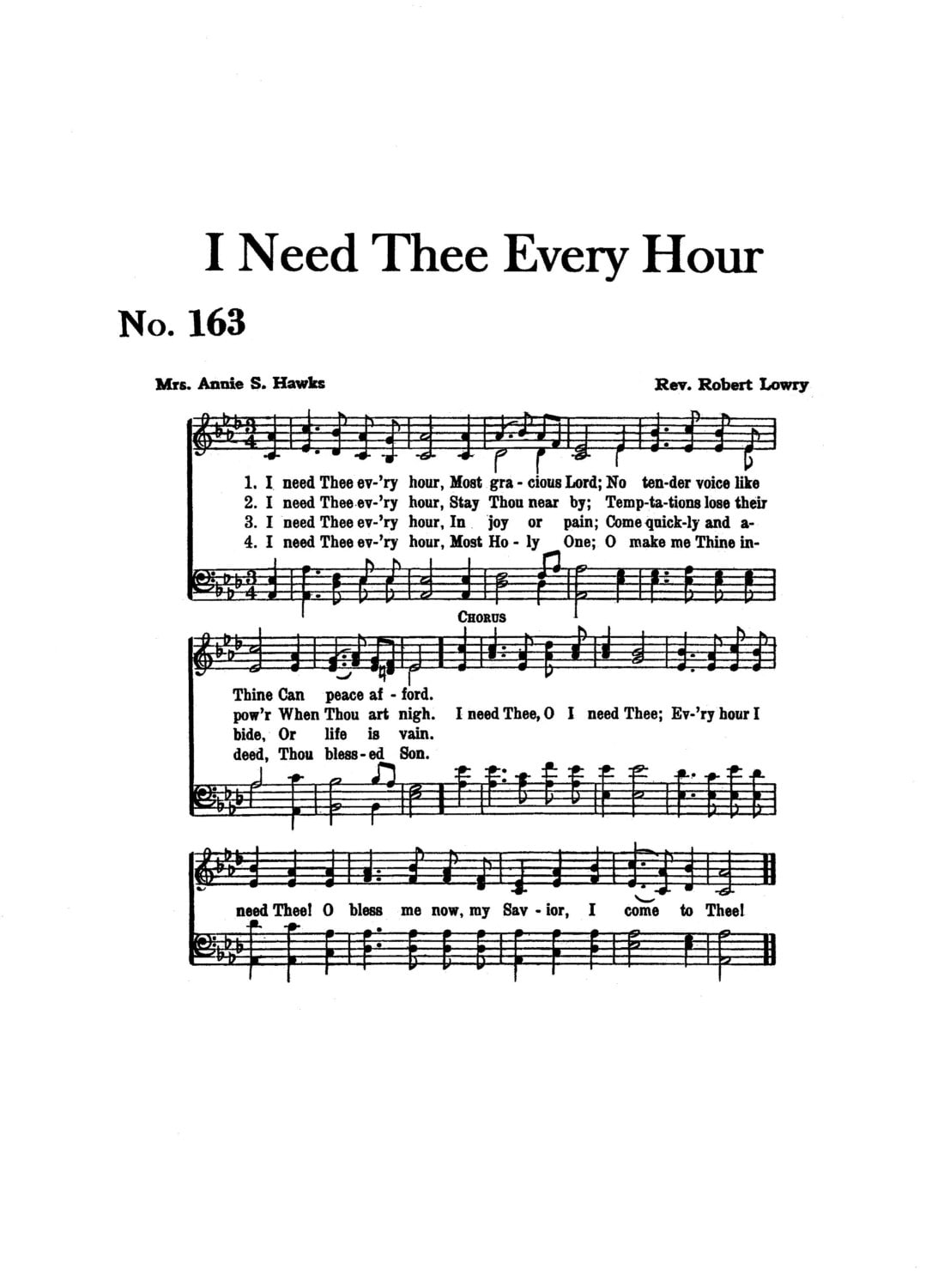 I Need Thee Every Hour Hymn Digital Sheet Music Christian