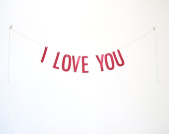 Popular items for i love you banner on Etsy