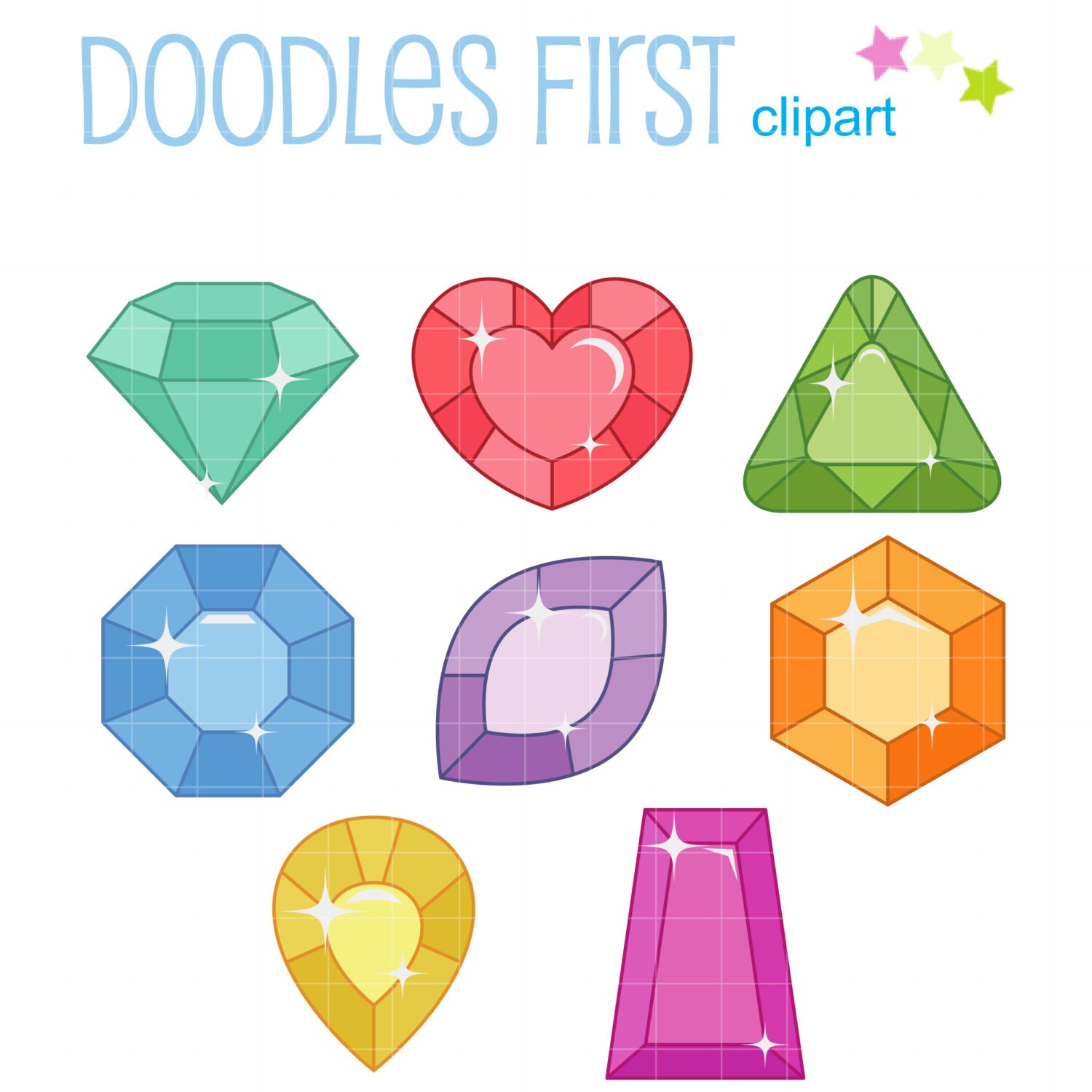 Shiny Gems Digital Clip Art for Scrapbooking Card Making