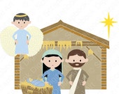 Items similar to Nativity Scene Clip Art, Christmas Nativity Clipart ...