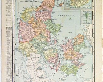 Antique map denmark | Etsy