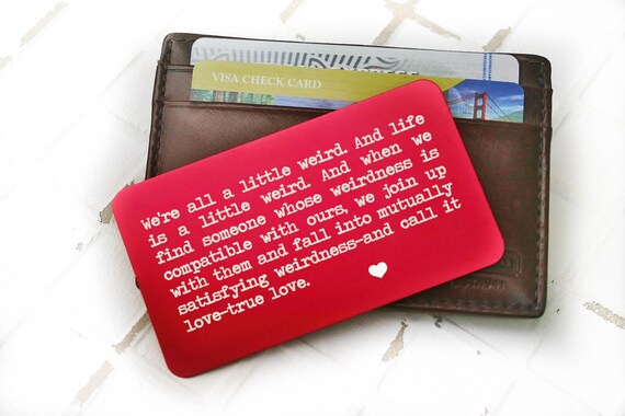 Personalized Wallet Card Metal Wallet Insert by MessageMeThis