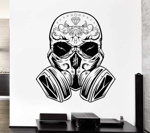 Items similar to Wall Stickers Vinyl Decal Skull Gas Mask Hippie Scary ...