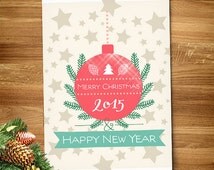Merry Christmas Happy new year 2015 Card PDF | JPG Printable Greeting ...
