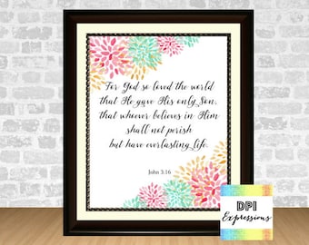 Bible Print / Scripture Poster / Christian Let us Run with
