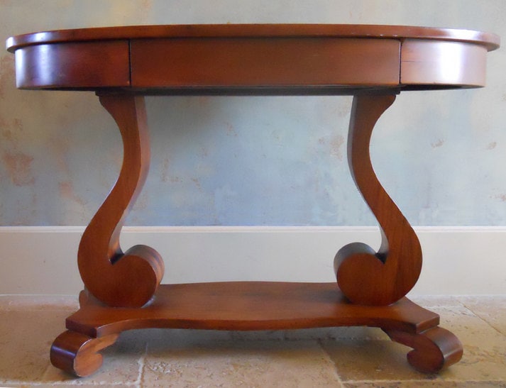 Mahogany Empire Revival Oval Library Table