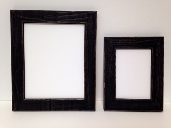 BLACK Rustic Wood Picture Frame Reclaimed Distressed Wood