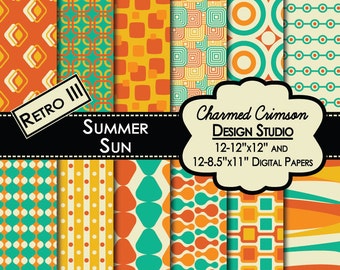 Items similar to Premium Seamless Retro Digital Papers for Scrapbooking ...