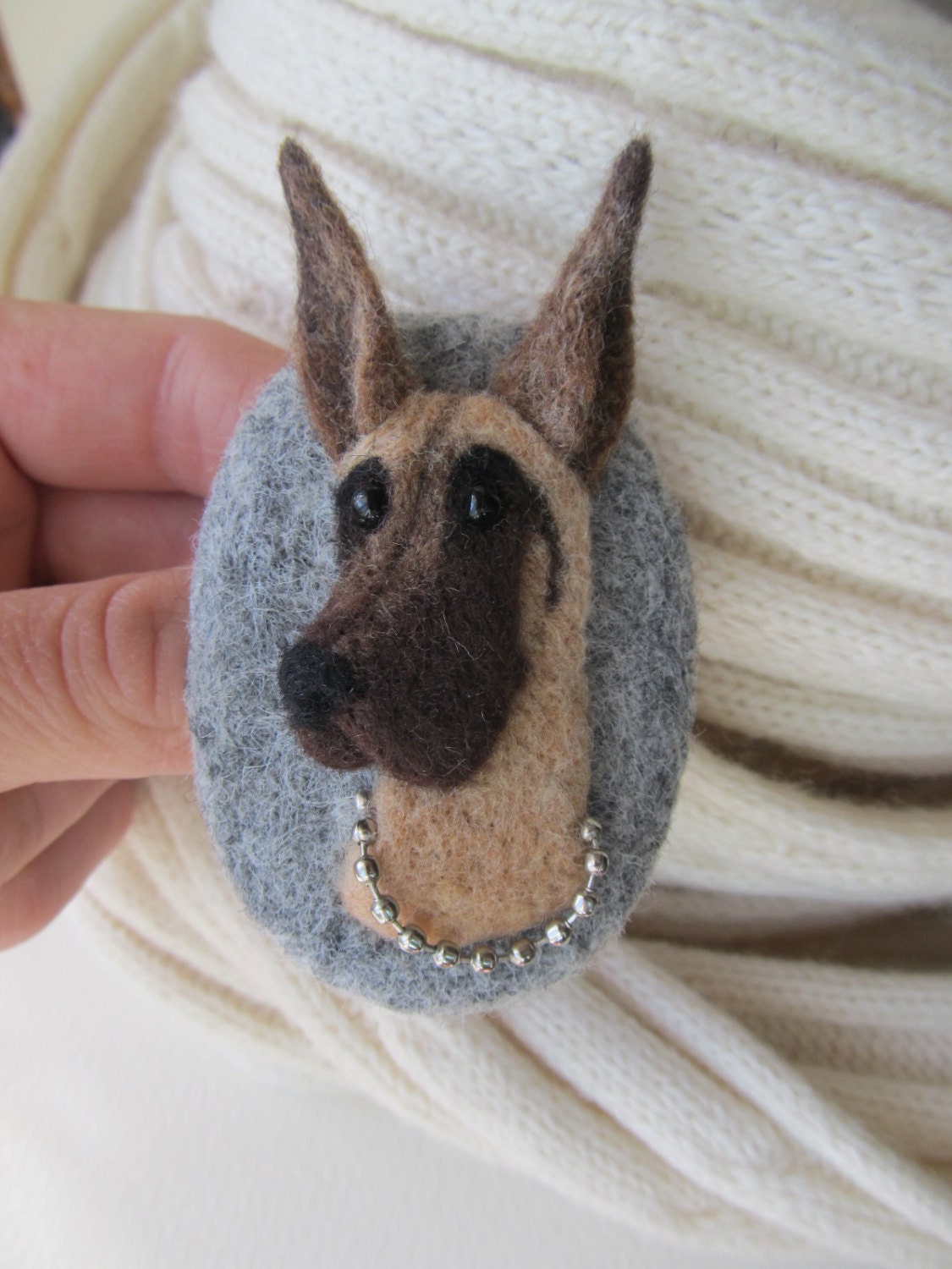 reserve for Melody.Needle felted brooch dog.Needle felted