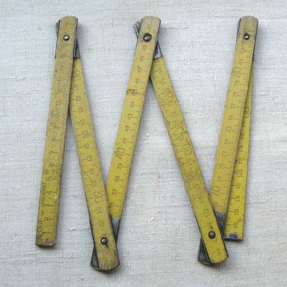Vintage Measuring Tape Expanding Ruler Folding Wood by MyBootSale