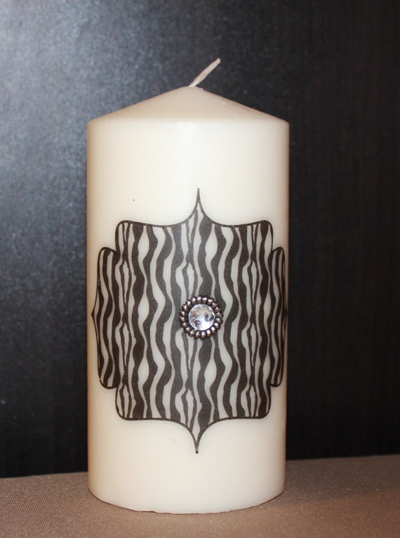 Items similar to Custom Designed Pillar Candle - Zebra / Animal Print ...