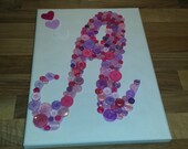 Items similar to Button Art Canvas - Letters on Etsy