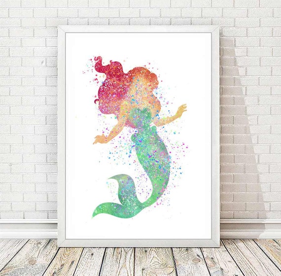 Ariel 3 Art Print Little Mermaid Print Nursery Art Watercolor
