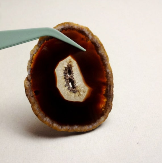 Large brown slice geode agate 48x48 mm by ShungitArtCabochons