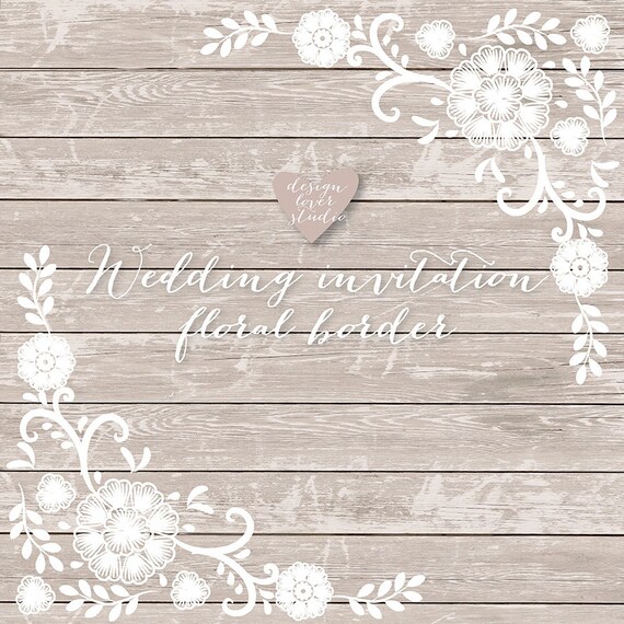 Premium VECTOR Lace border rustic Wedding invitation border