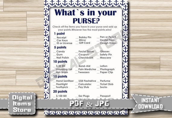 Printable What's In Your Purse Nautical What's In