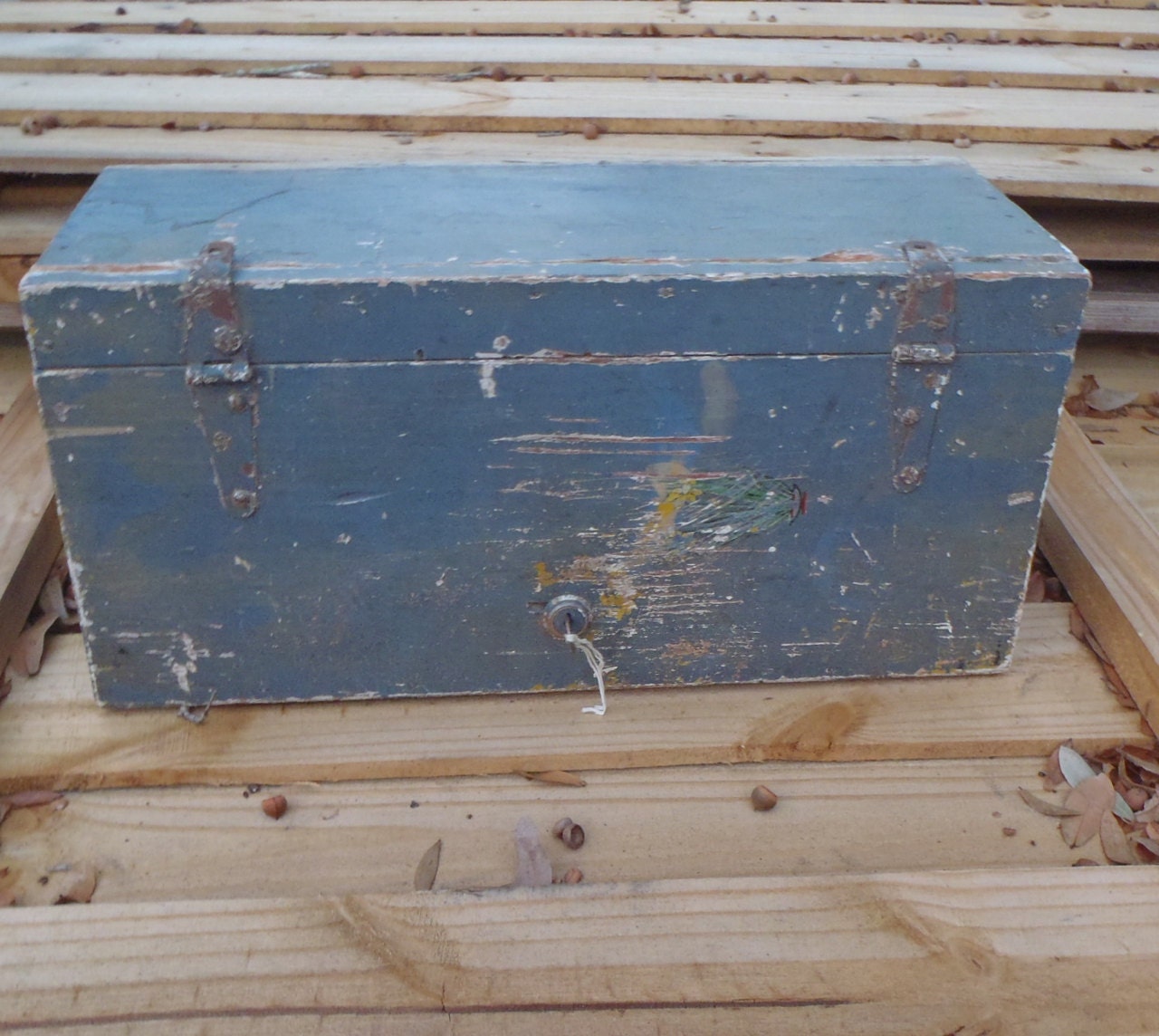 Vintage Primitive Handmade Solid Wood Trunk with Original Key – Haute Juice