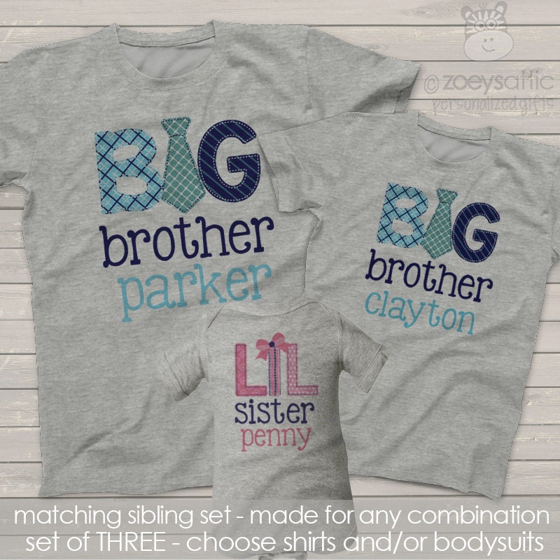 matching brother sister sibling shirts set of three by zoeysattic
