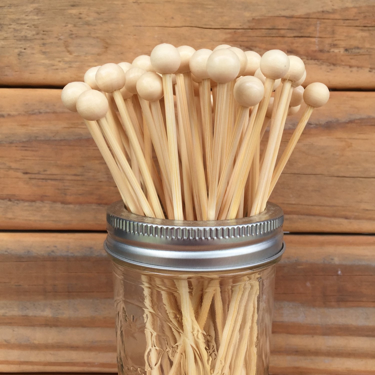Wooden Ball Stirrers Rock Candy Sticks Lollipop 6 Inch